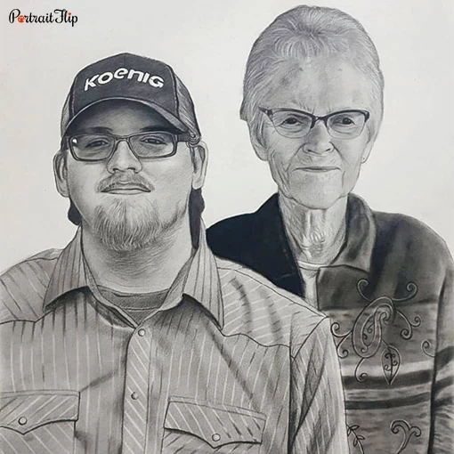 Parents & Children Pencil Portraits from your Photos | [Free Shipping]