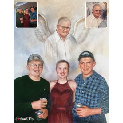 Memorial Paintings of Deceased Loved Ones with Family