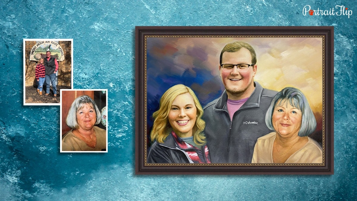 Incorporating A Lost Loved One In Family Pictures with Handmade Portrait
