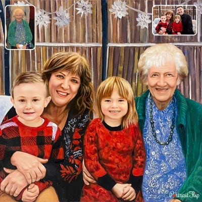 Christmas Portrait Painting From Photo | Custom Hand-Painted Gift