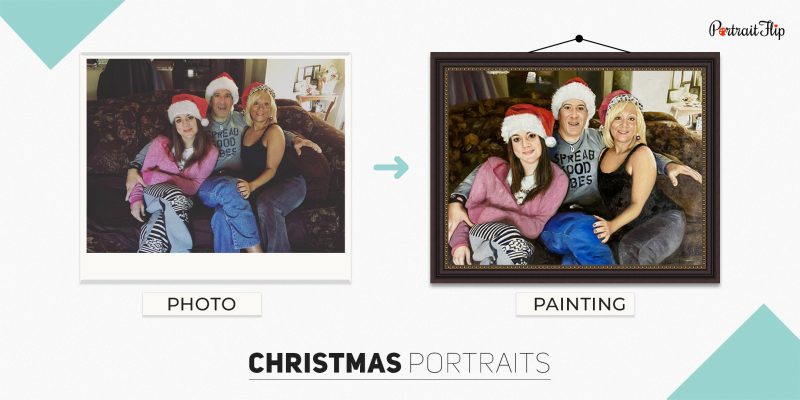 Celebrate With Custom Christmas Portrait Painting From Photos