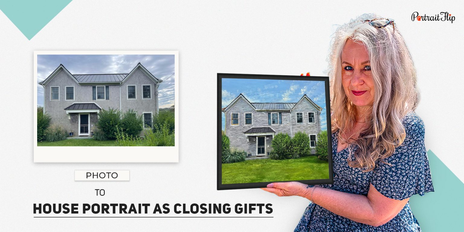 Hand-Painted House Portrait As Closing Gift For Realtors
