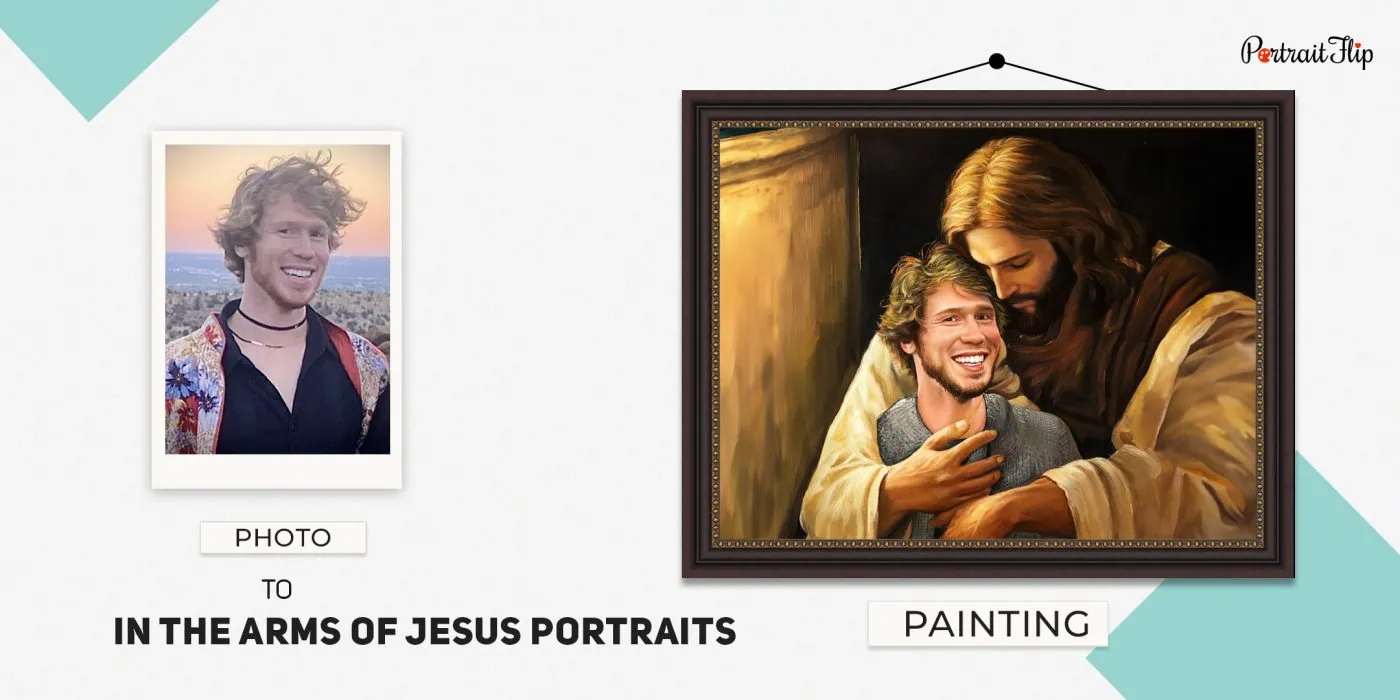 Memorial Portrait in the Arms of Jesus from Photos