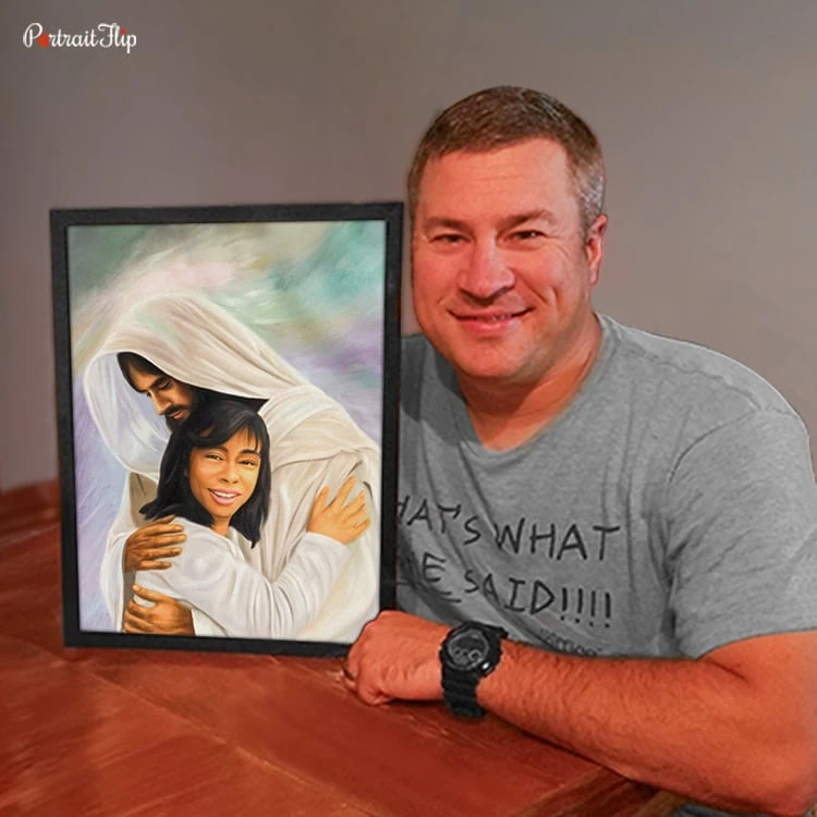 Memorial Portrait in the Arms of Jesus from Photos